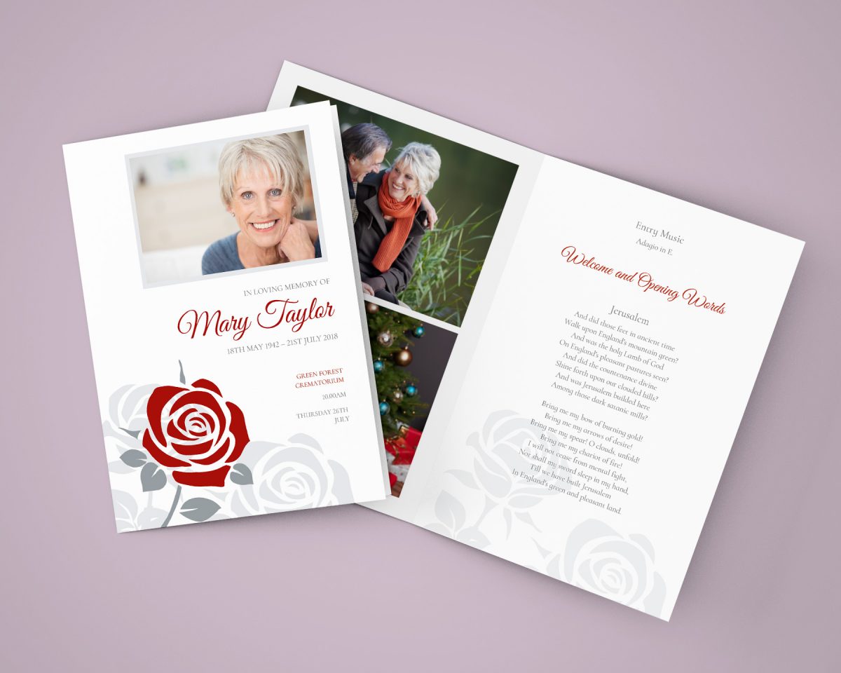 English Rose Funeral Order of Service – Download – Funeral Order of Service