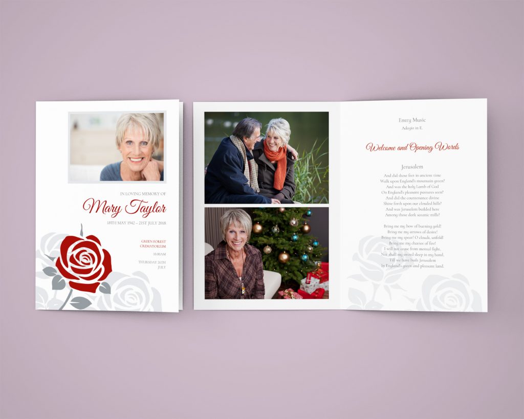 English Rose Funeral Order of Service – Download – Funeral Order of Service
