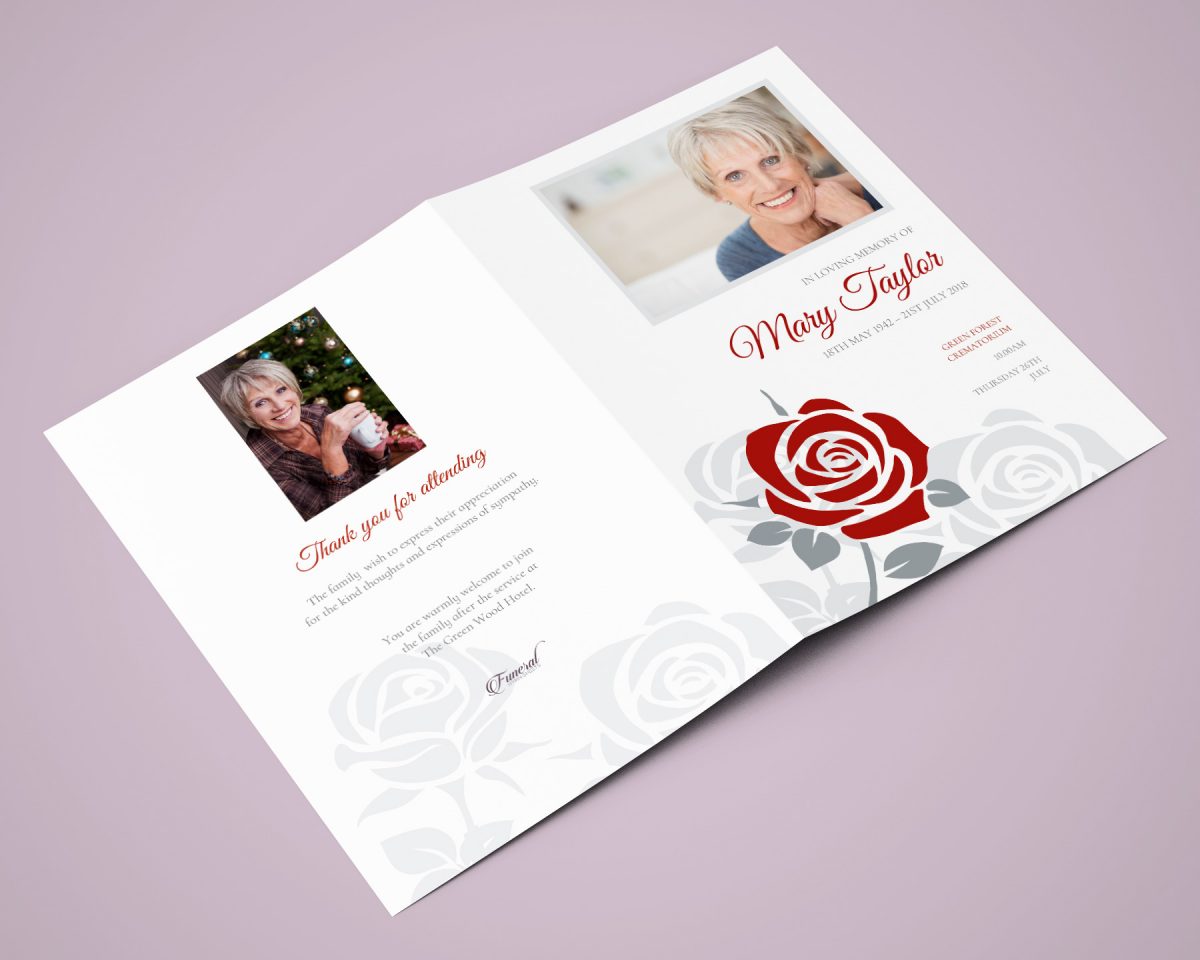 English Rose Funeral Order of Service – Download – Funeral Order of Service