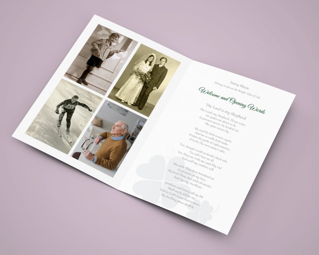 Irish Clover Funeral Order of Service – 8 Page – Funeral Order of Service